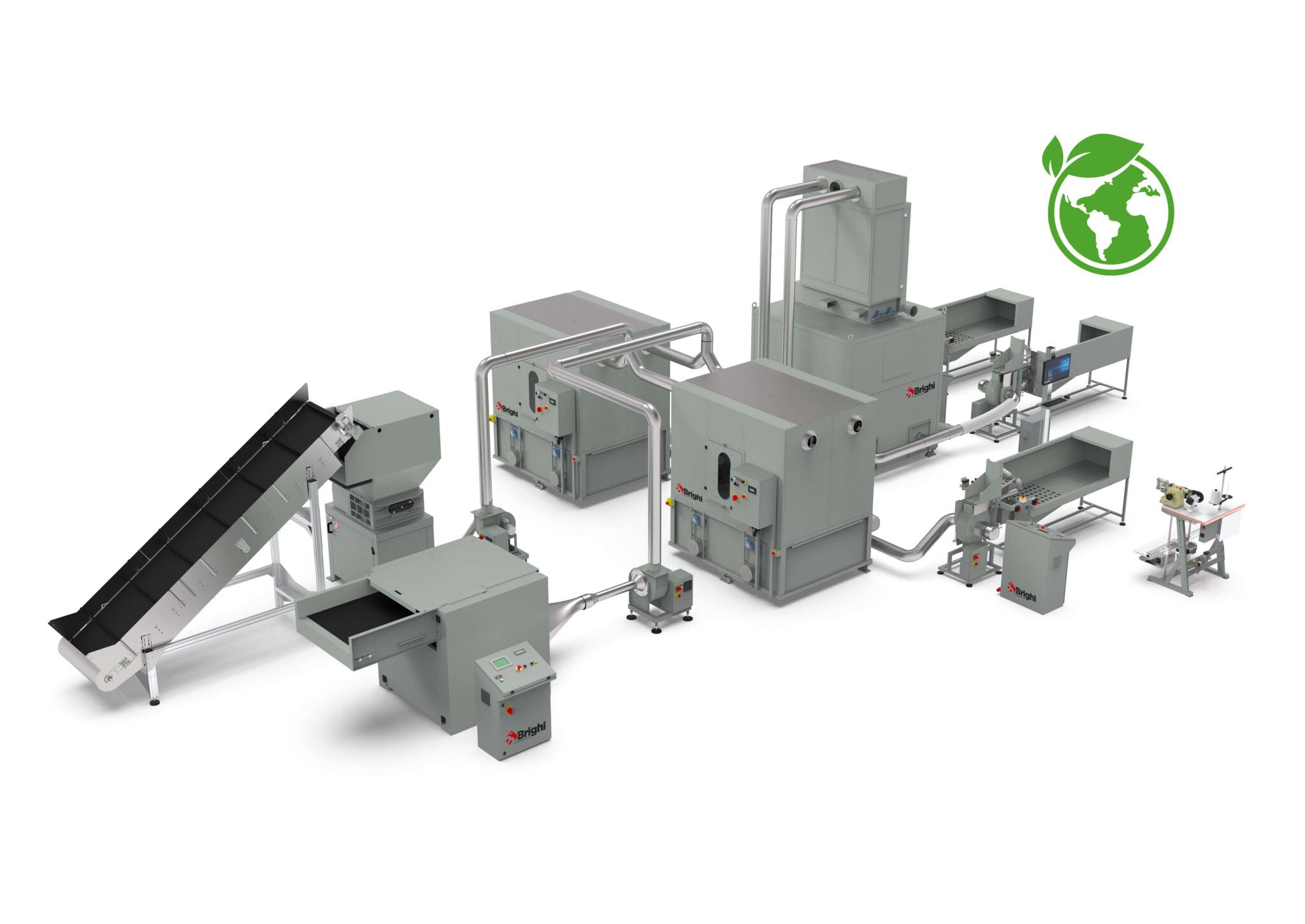 Machines and line for recycling foam scraps, fiber, textile waste ...
